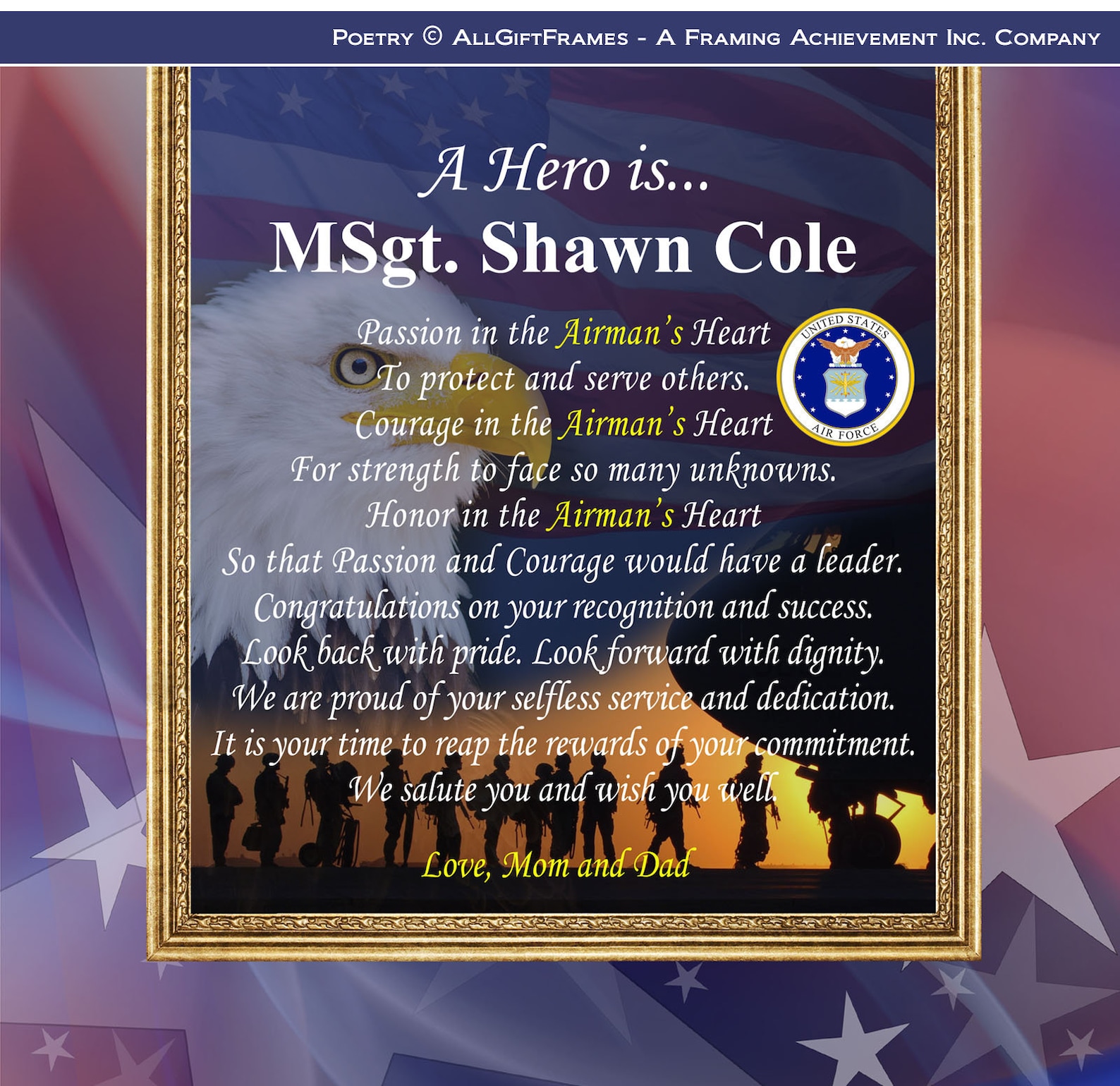 Personalized Military Gift Birthday Deployment Retirement Service Award ...