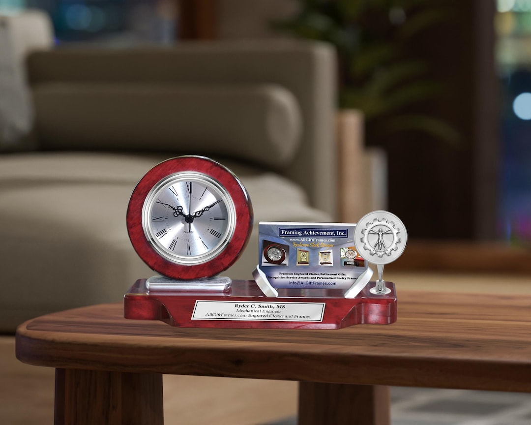 Engineer Gear Etch Nameplate Engrave Desk Clock Engineering ...