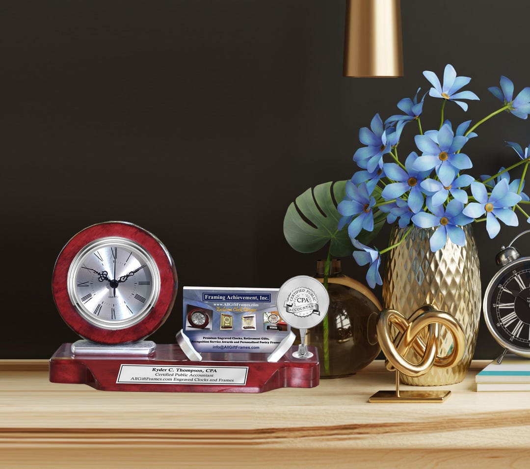 CPA Etched Nameplate Engrave Desk Clock Certified Public Accountant ...