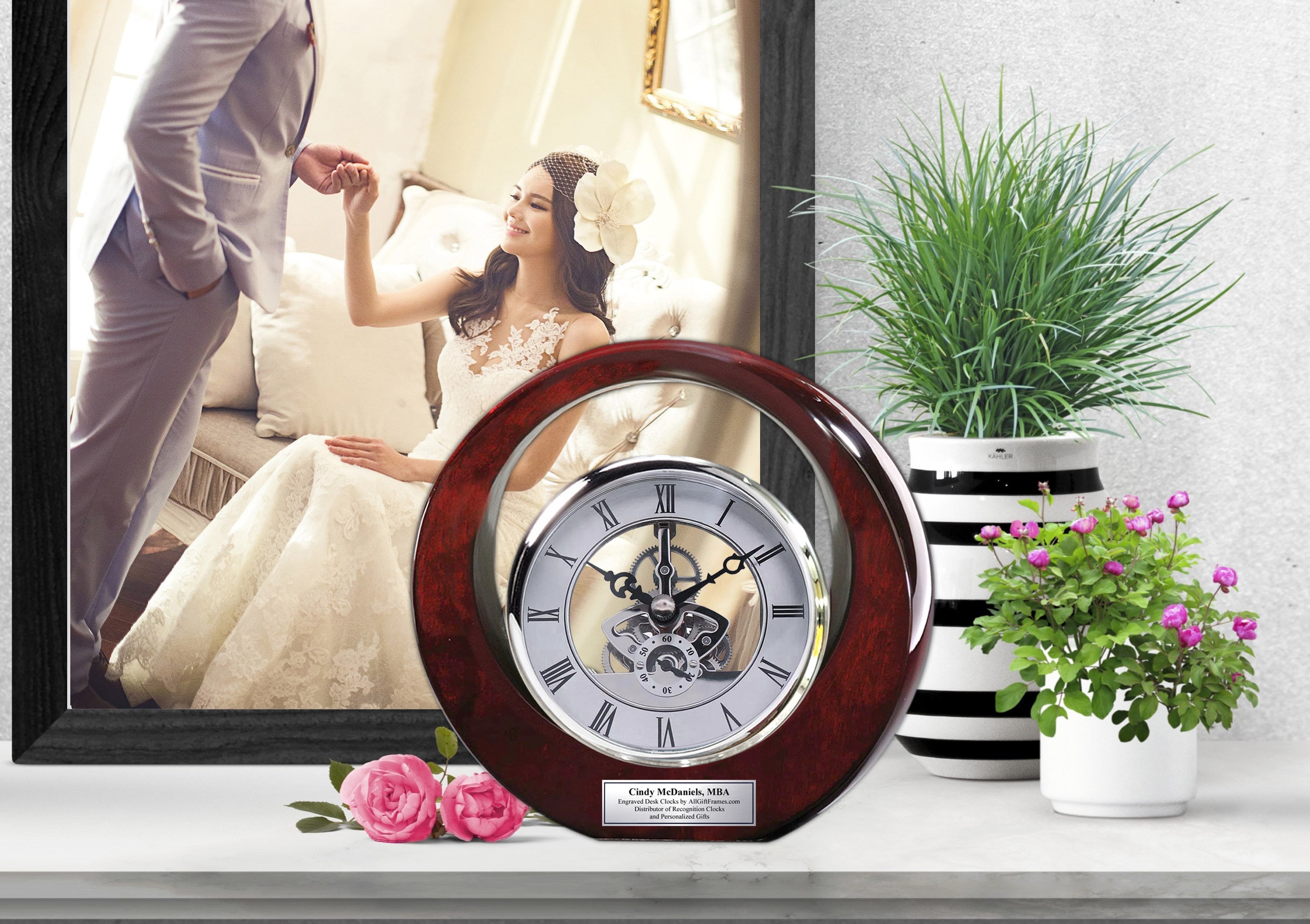 Personalized Desk Clock Employee Service Award Recognition Retirement ...
