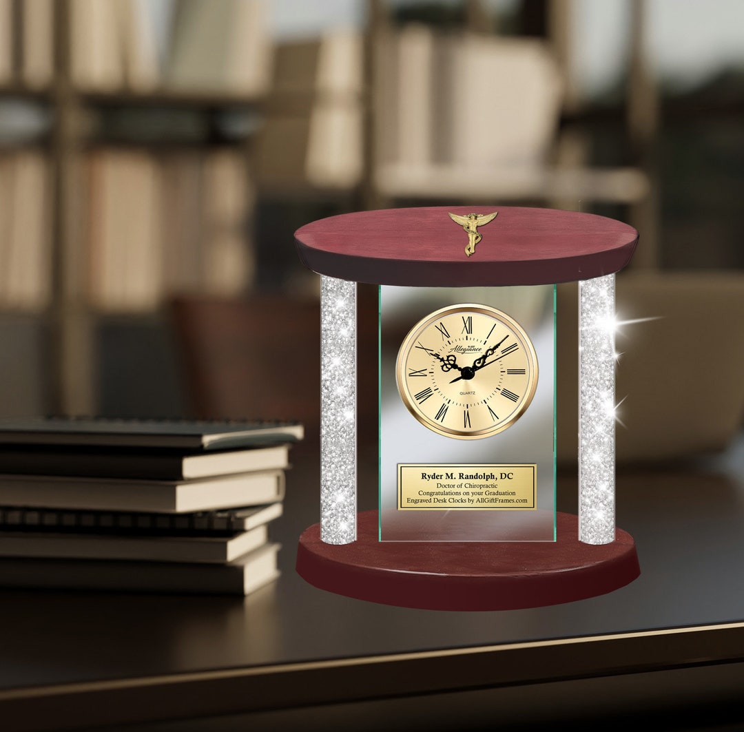 Personalize Diamond Pillar Gold Clock Doctor Chiropractor Medicine 3D ...