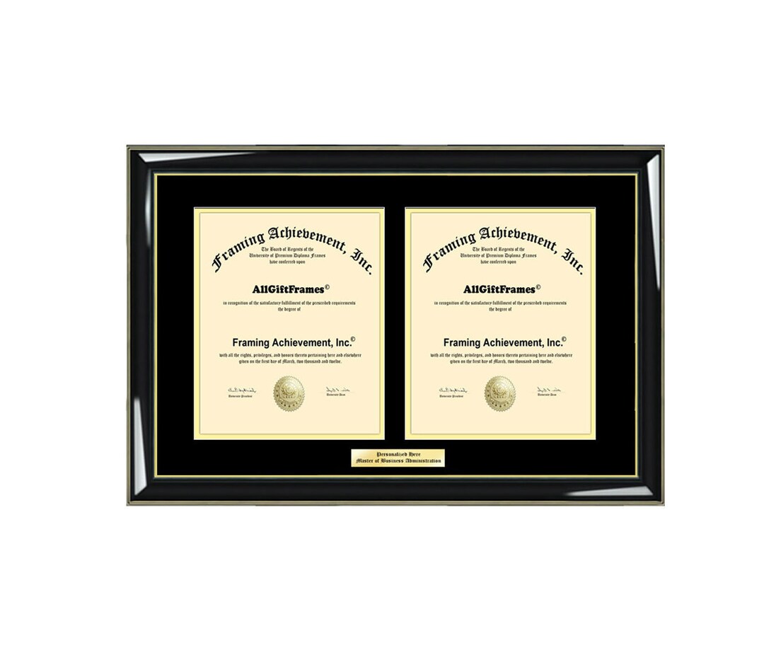 Engrave Two Portrait Diploma Frame Certificate Gift Case Document ...