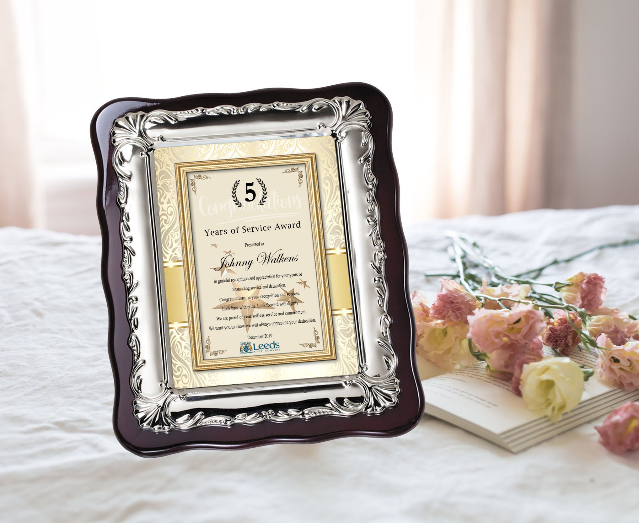 Years of Service Award Present Gift Silver Desk Frame 8x10 - Etsy Italia