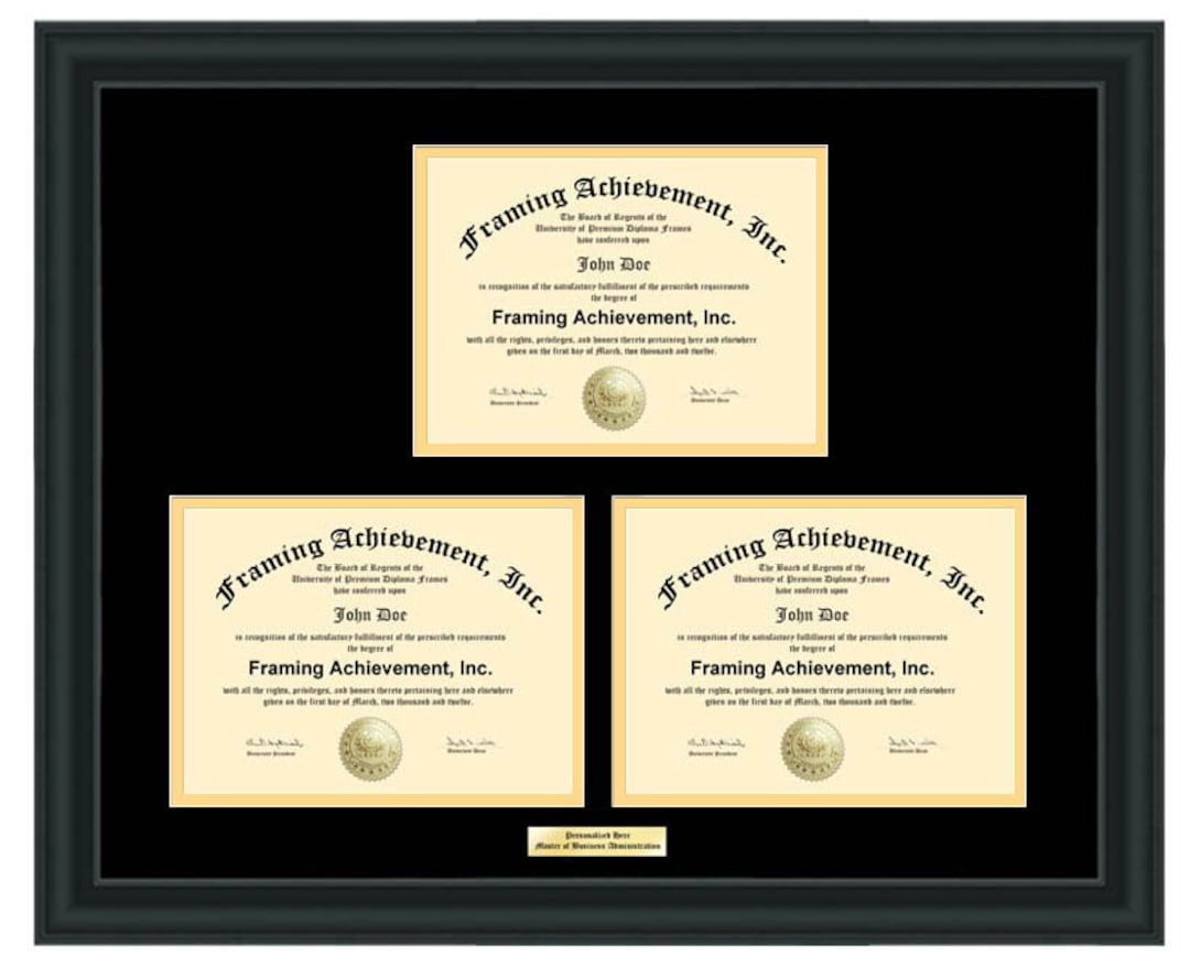 College Triple Diploma Frame Dual Three Certificate Engraved ...