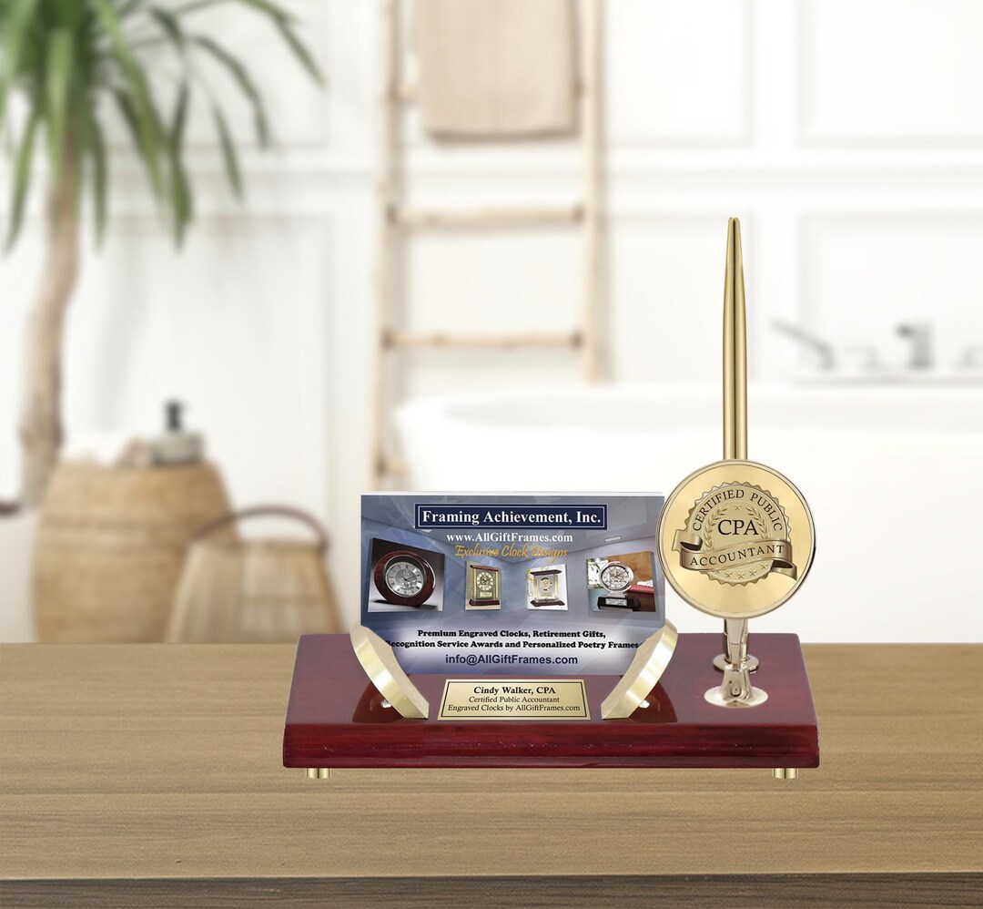 CPA Personalize Desk Business Card Holder Name Display Engrave ...