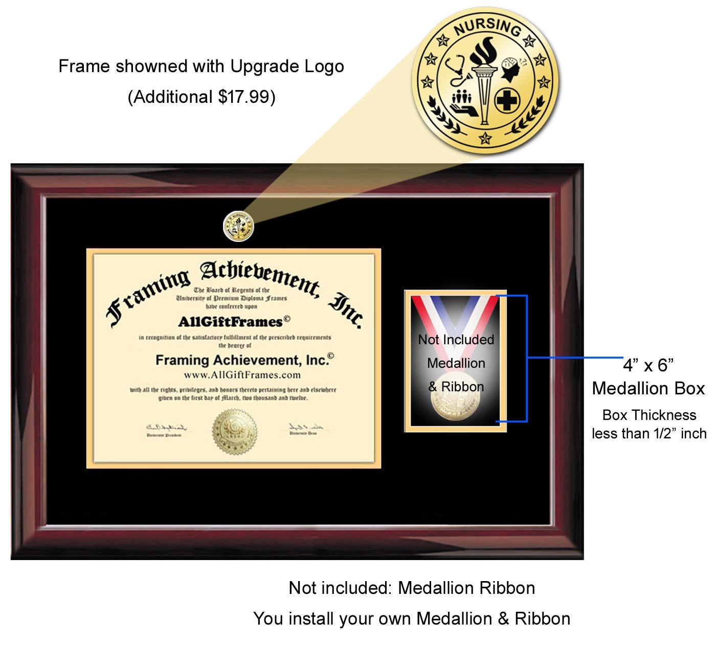 Medallion Case Diploma Frame Certificate Medal Ribbon University Degree ...