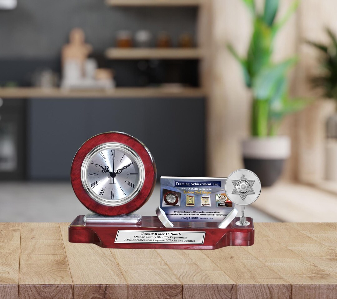 Sheriff Deputy Etch Nameplate Engrave Desk Clock Law Enforcement ...