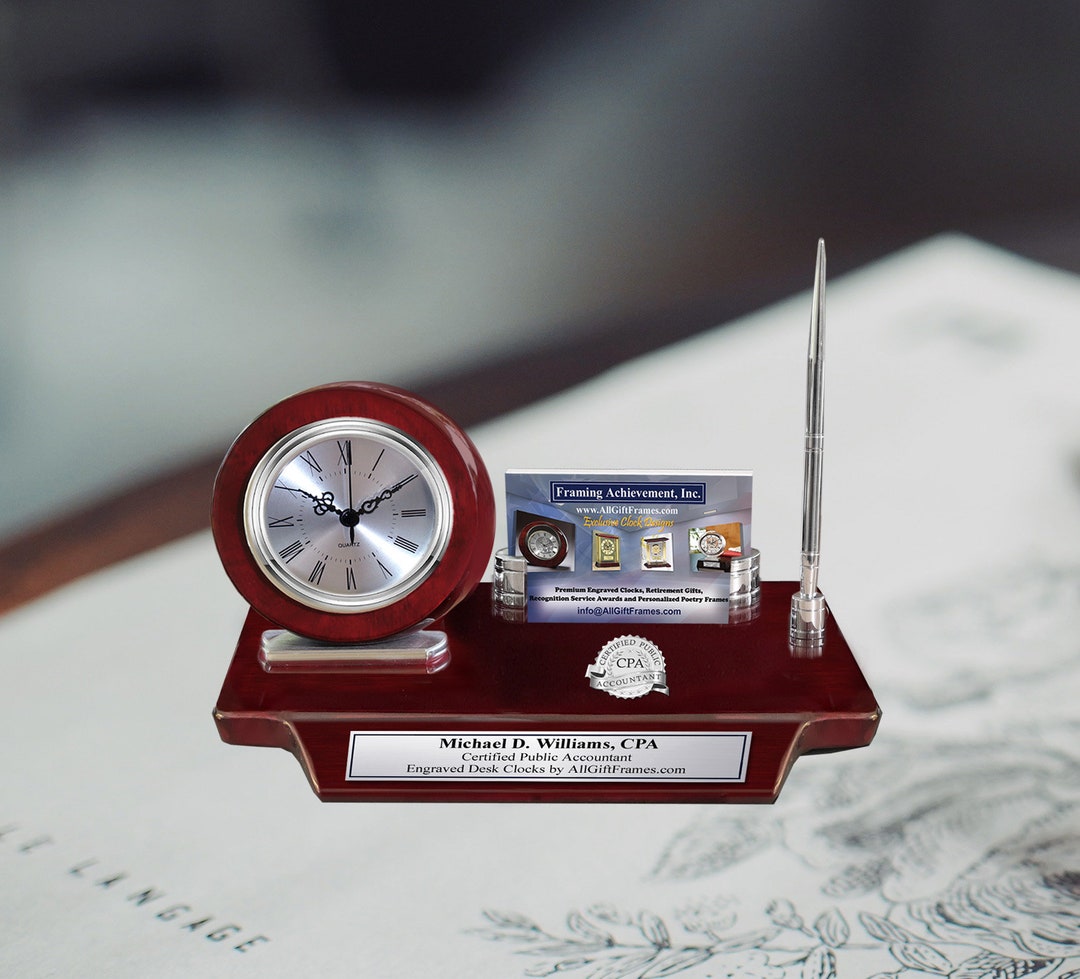 Name Plate Engrave Clock 3D CPA Logo Pen Card Display Holder - Etsy