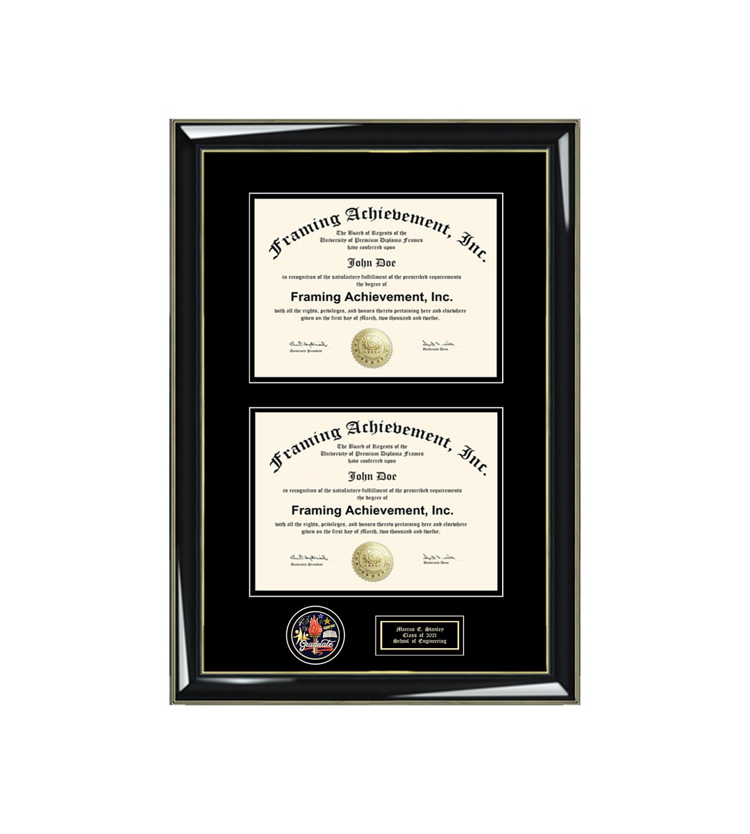 Double Major Two Degree Diploma Frame Graduate 3D Medal Display Case ...