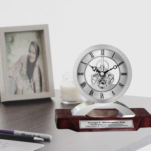 Table Engraved Desk Clock Mantel Custom Office Home Personalize Clocks ...