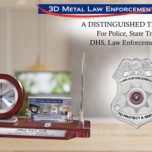 Custom Name Plate Clock Plaque 3D Police Logo Pen Business Card Display ...