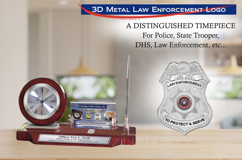 Custom Name Plate Clock Plaque 3D Police Logo Pen Business - Etsy