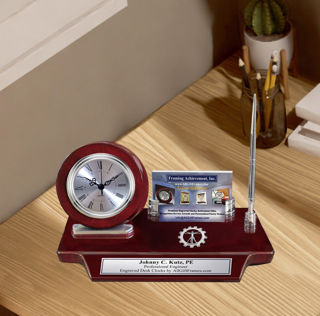 Engrave Nameplate Clock Plaque Pen 3D Engineer Logo Pen Business Card ...