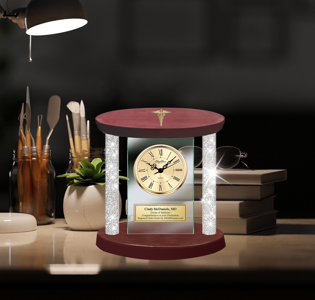 Nurse Medical Logo Engraved Desk Clock Doctor Physician Retirement ...