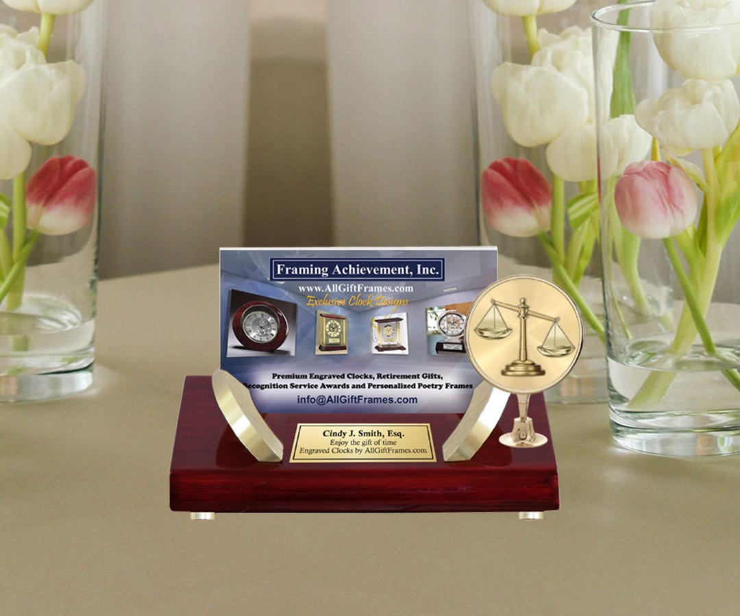 Lawyer Personalize Desk Business Card Holder Law Scale Name Title ...