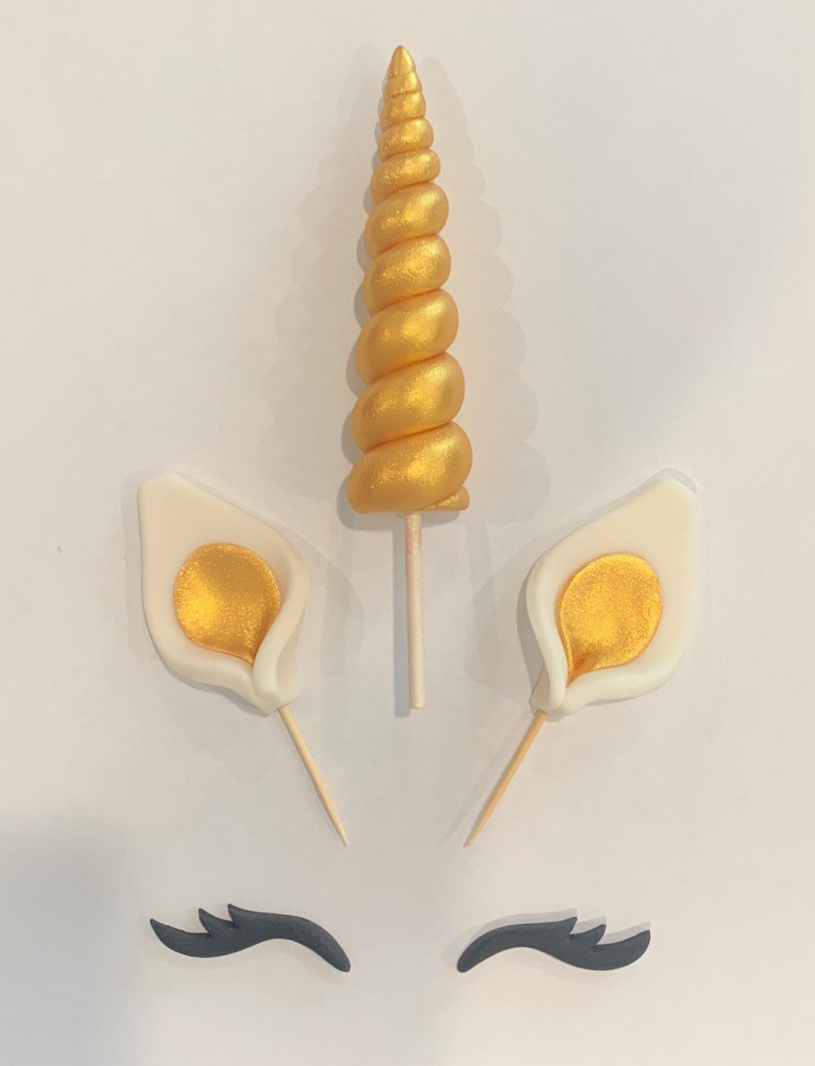 Unicorn Cake Topper With Ears and Lashes in Gold or Custom | Etsy