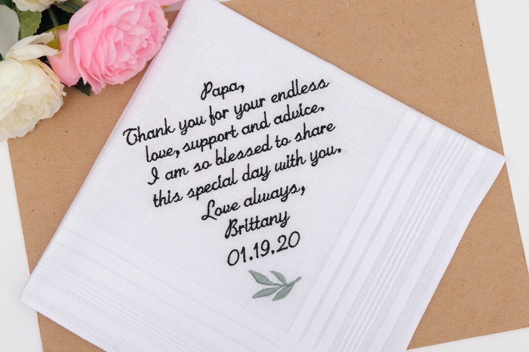 Grandpa Gift-grandfather Gift- Embroidered Handkerchief-wedding Gift ...