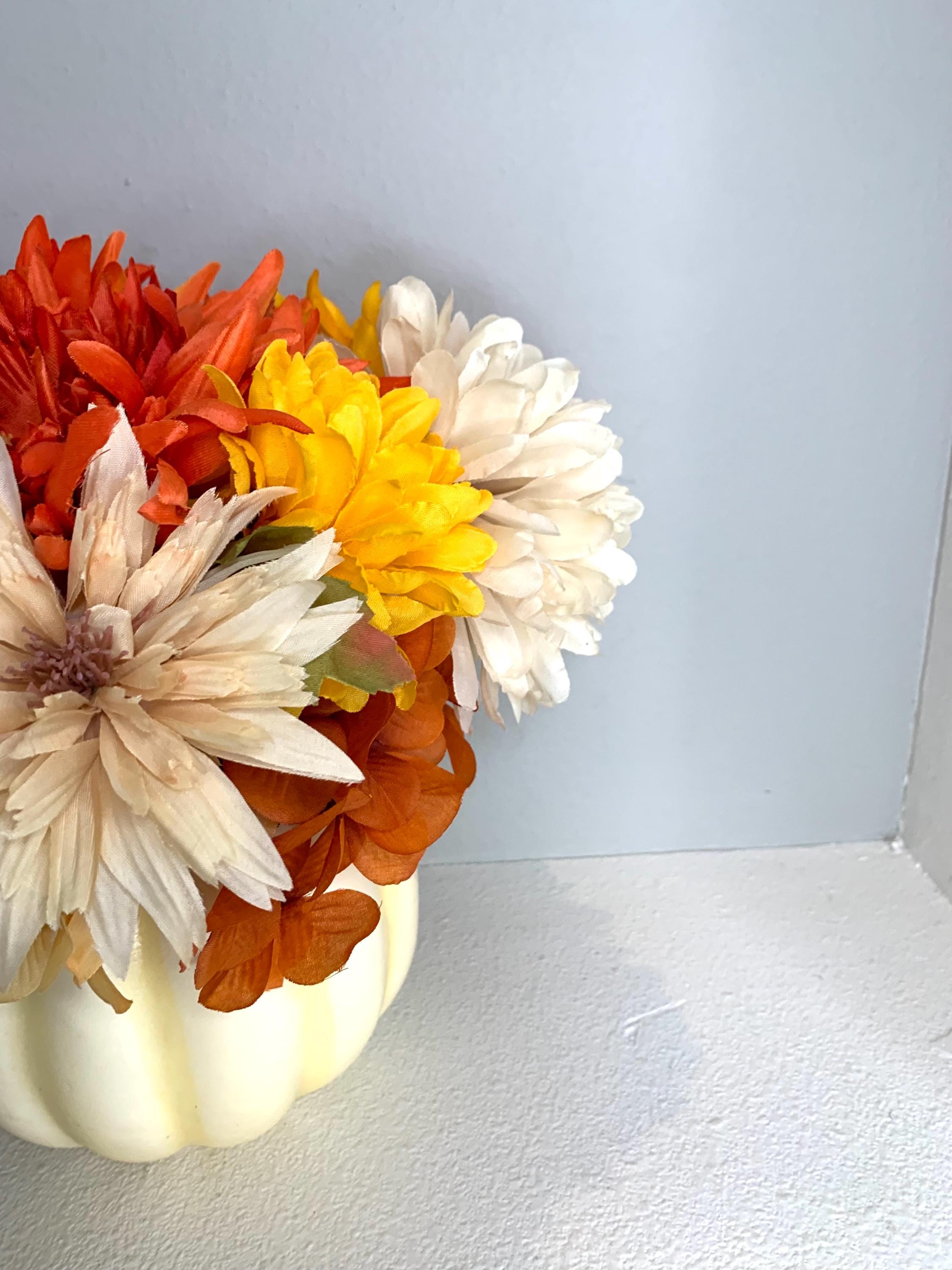 Pumpkin Centerpiece, White Pumpkin Arrangement, Fall White Centerpiece ...