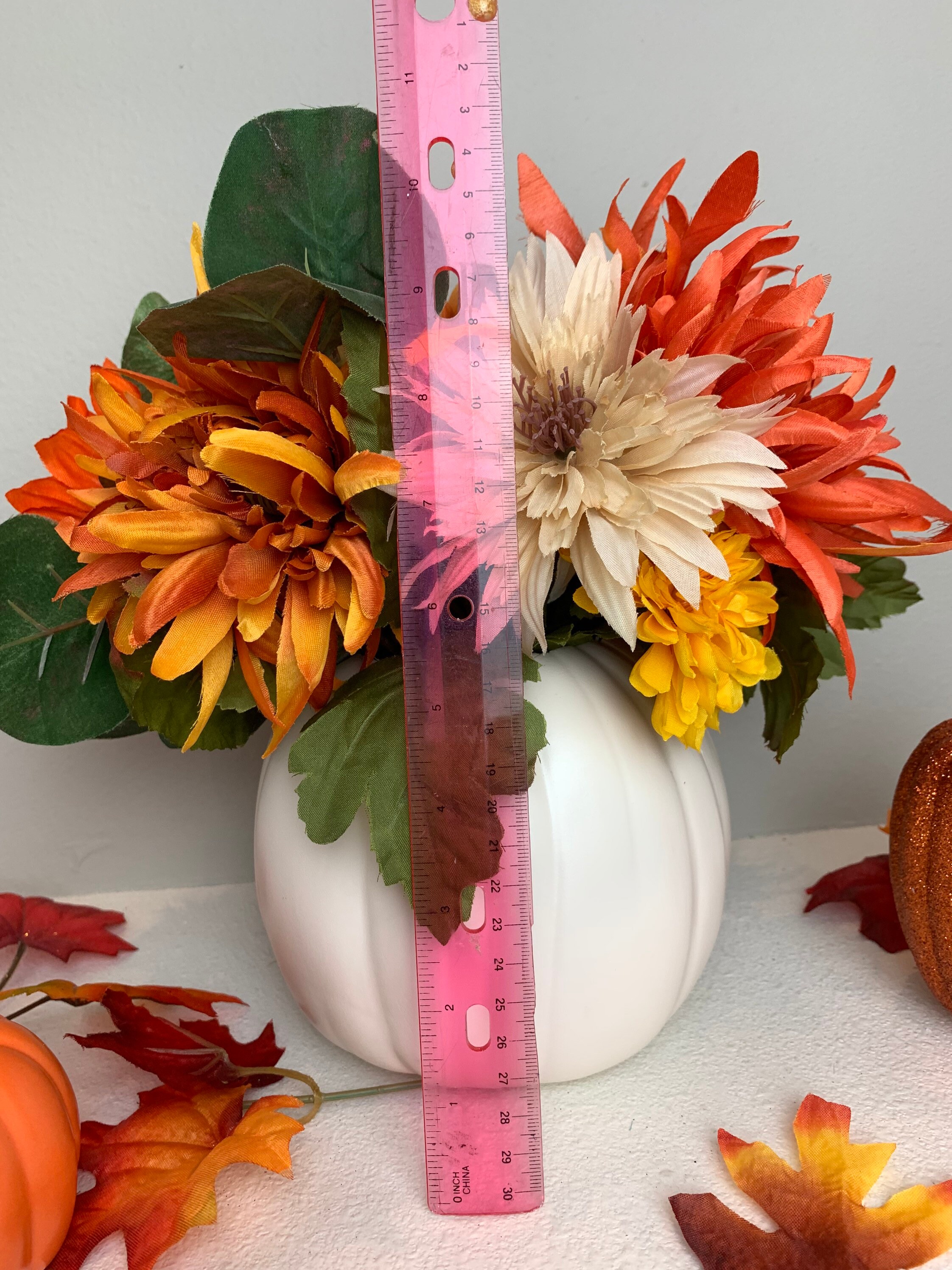 Pumpkin Centerpiece, White Pumpkin Arrangement, Fall White Centerpiece ...