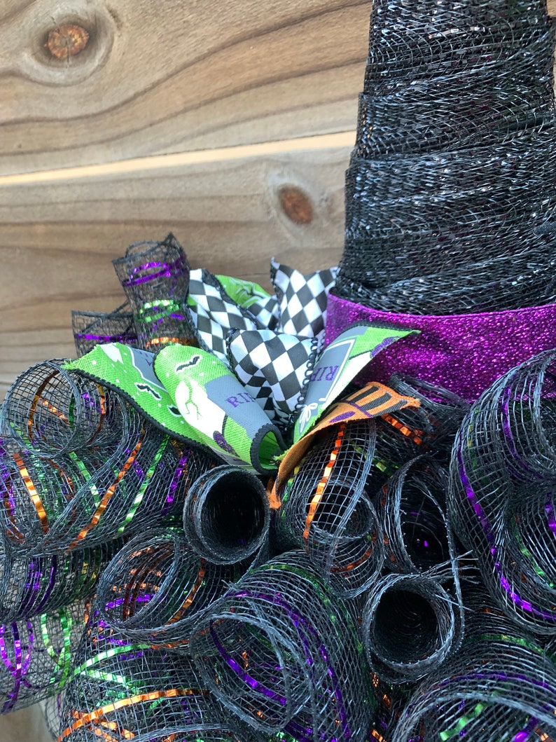 Halloween Wreath for Front Door, Witch Hat Wreath, Spooky Wreath, Fall ...