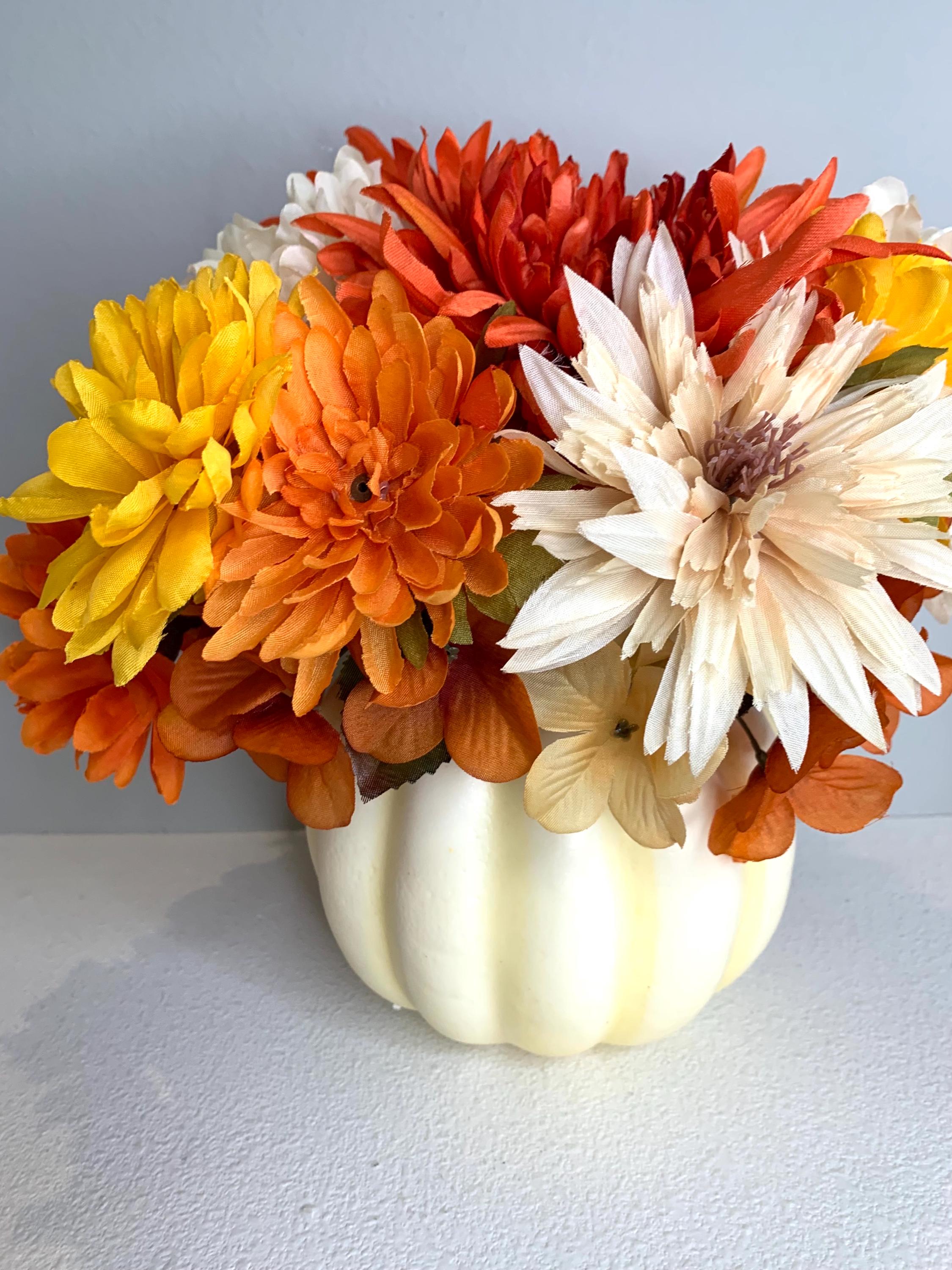 Pumpkin Centerpiece, White Pumpkin Arrangement, Fall White Centerpiece ...