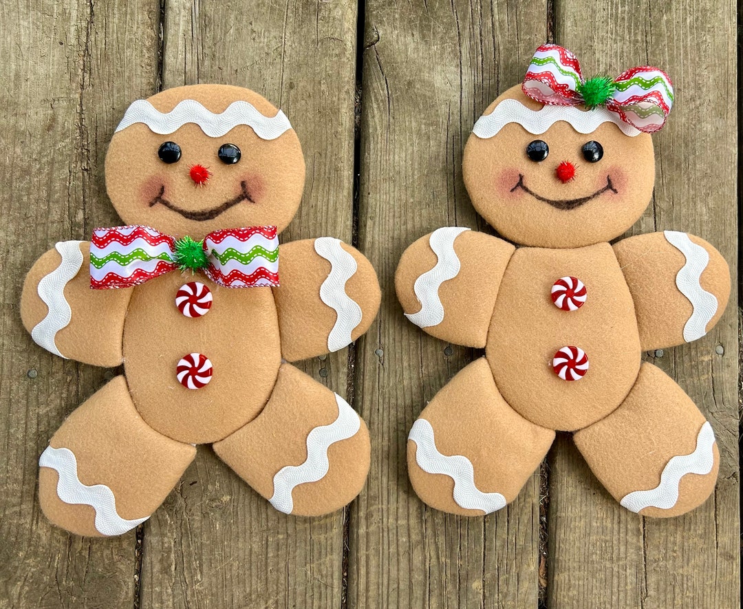 Gingerbread Boy and Girl Wreath Attachment, Gingerbread Decoration ...