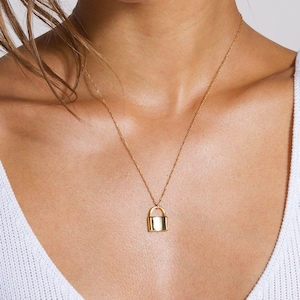 Lock Pendant Necklace, Gold Lock Necklace, Lock Necklace, Lock Layering ...