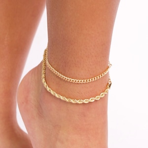 Rope Chain Anklet, Twisted Anklet, Gold Rope Anklet, Twisted Rope ...