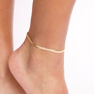 Gold Snake Anklet, Herringbone Anklet, Snake Anklet, Gold Filled Snake ...