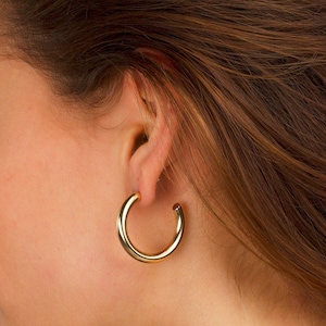 Thick Big Hoops, 14k Gold Vermeil Hoops, Sterling Silver Hoops, Bold ...