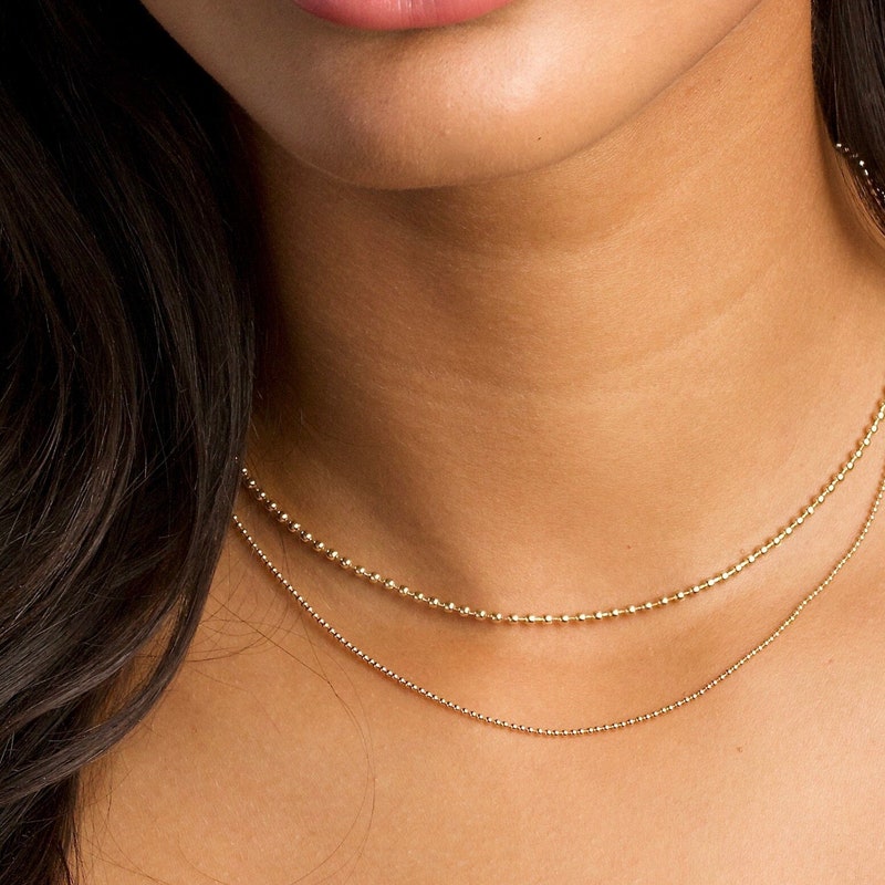 Gold Bead Necklace - Etsy