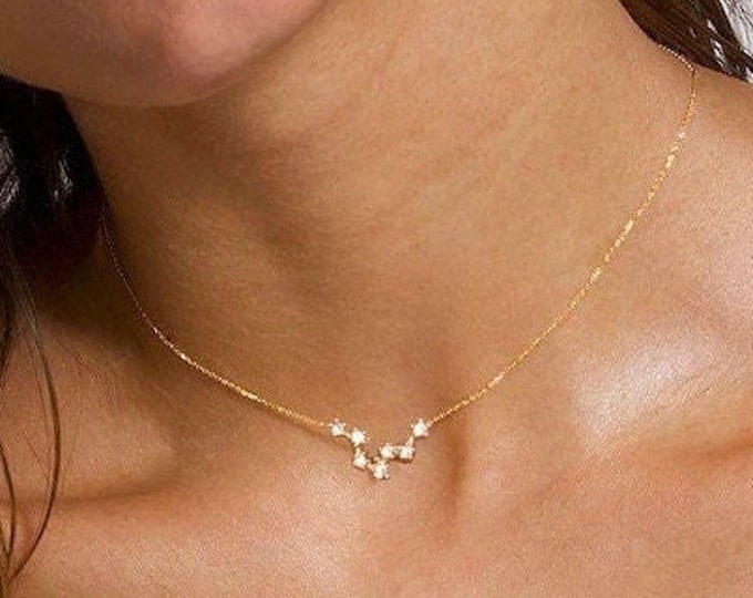 Dainty Zodiac Sign Necklace, Constellation Necklace, Zodiac Outline ...