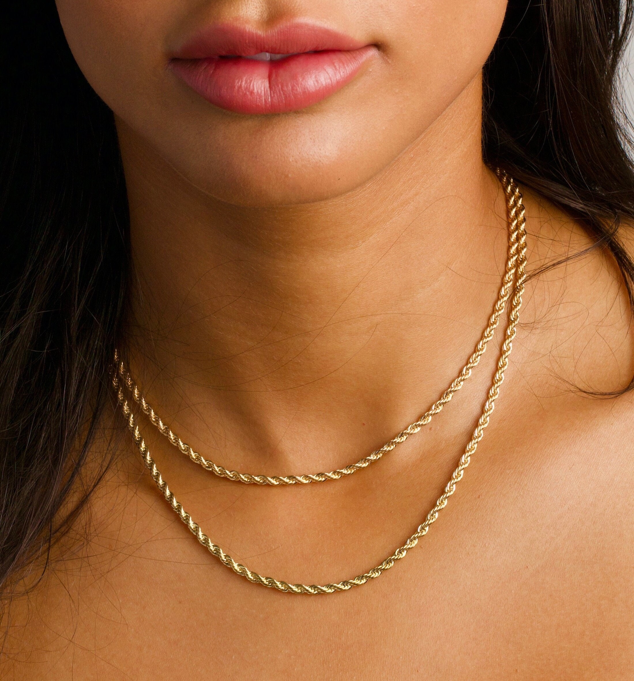 Gold Rope Necklace Layered Rope Chain rope Chain Necklace Gold Rope Chain for Women Gold Chain Necklace Rope Chain Rope Necklace Etsy