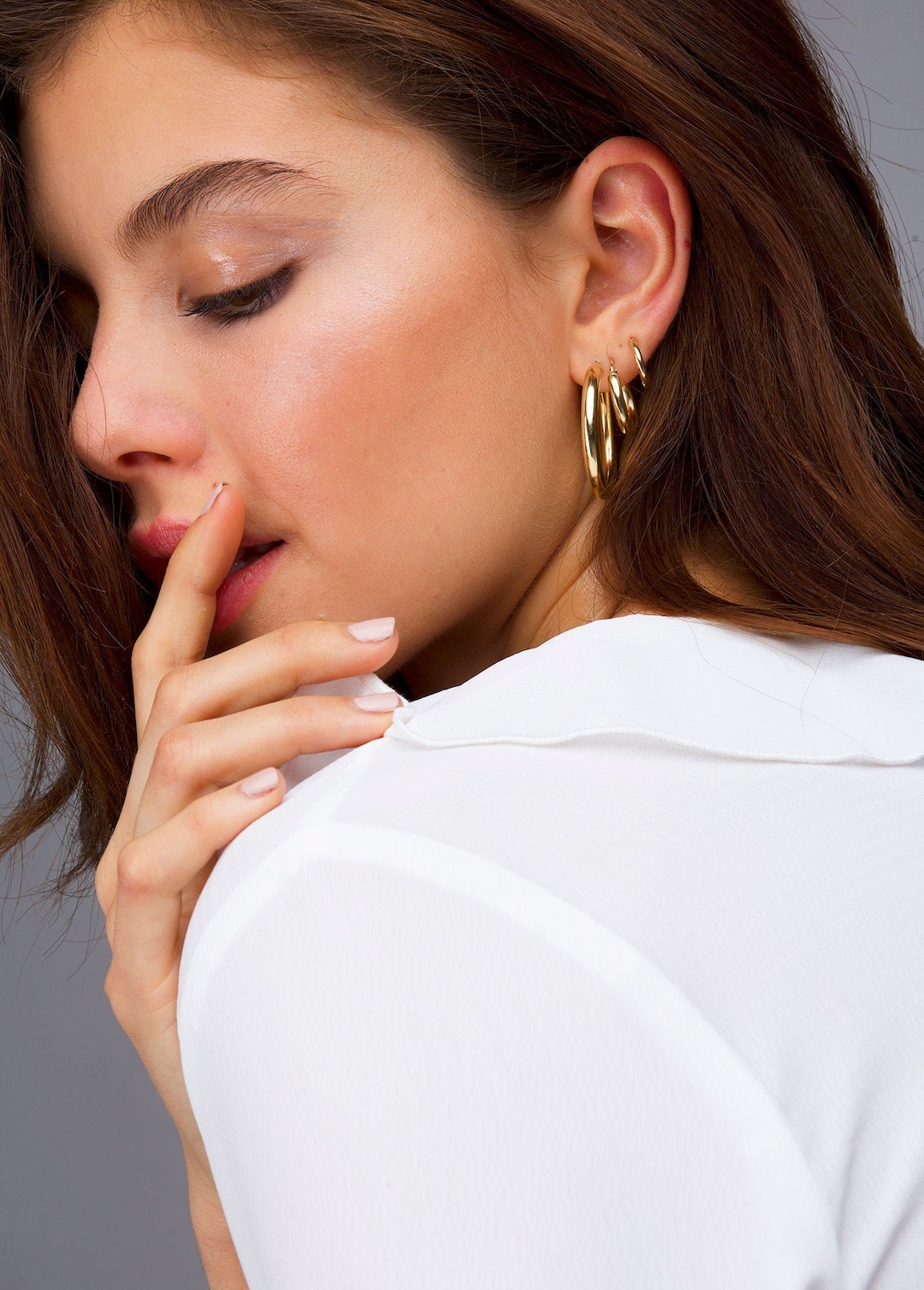 Gold Hoops, Sterling Silver Hoops, Modern Hoops, Medium Size Hoops ...