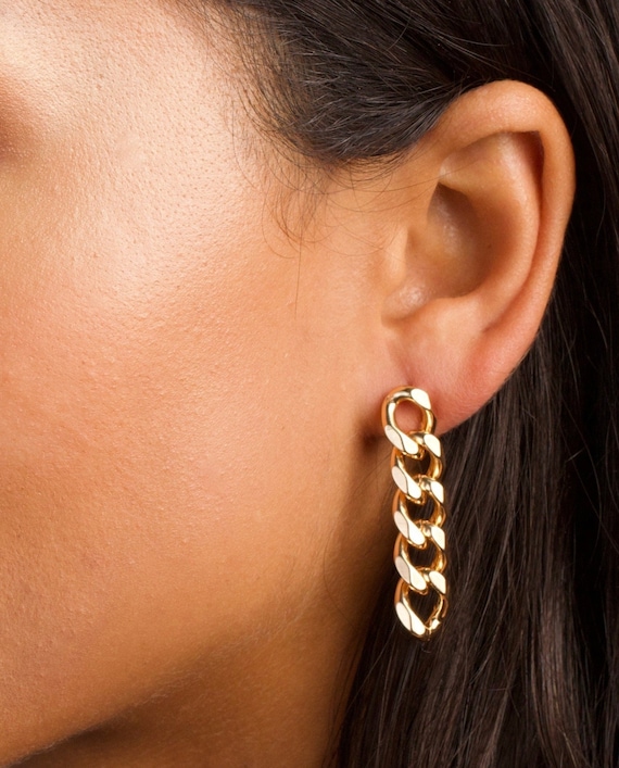 Chain Earrings Gold Link Earrings 14k Gold Filled Earrings - Etsy