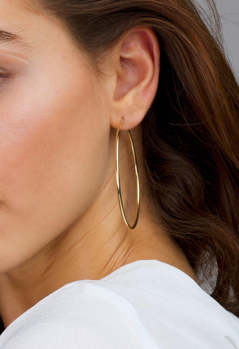 Gold Hoops Earrings, Big Hoops Earrings, 14K Gold Hoops, Earrings for ...