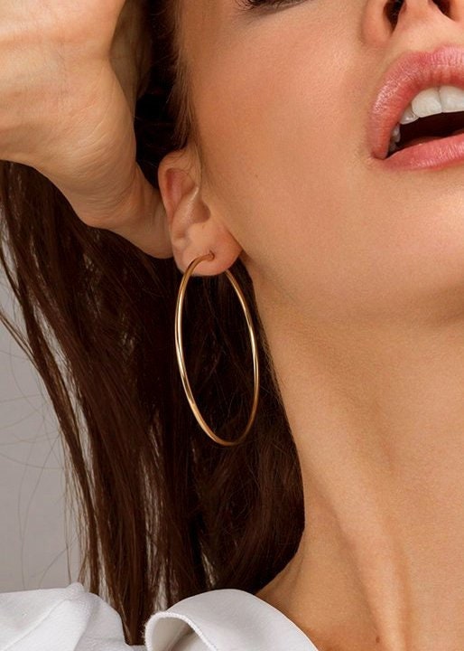 Gold Hoops Earrings Big Hoops Earrings 14K Gold Hoops | Etsy