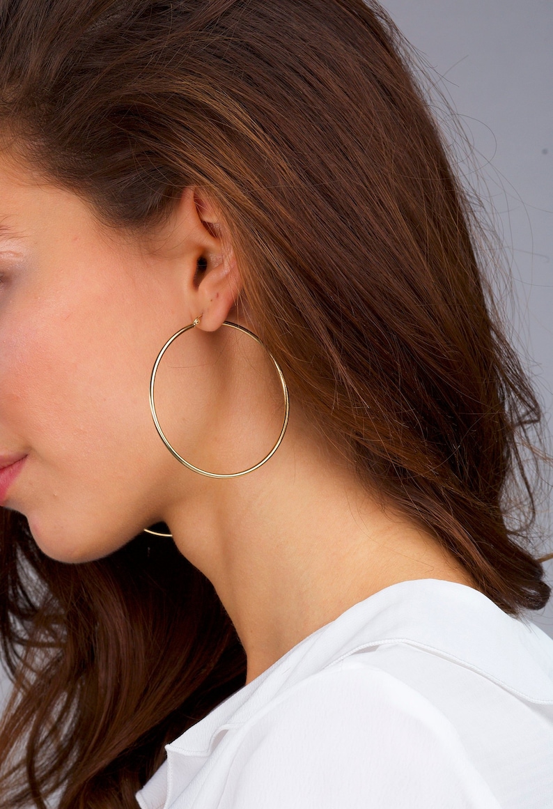 Simple Hoop Earrings Thin Round Earrings Minimal Hoop - Etsy