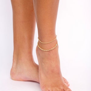 Rope Chain Anklet, Twisted Anklet, Gold Rope Anklet, Twisted Rope ...