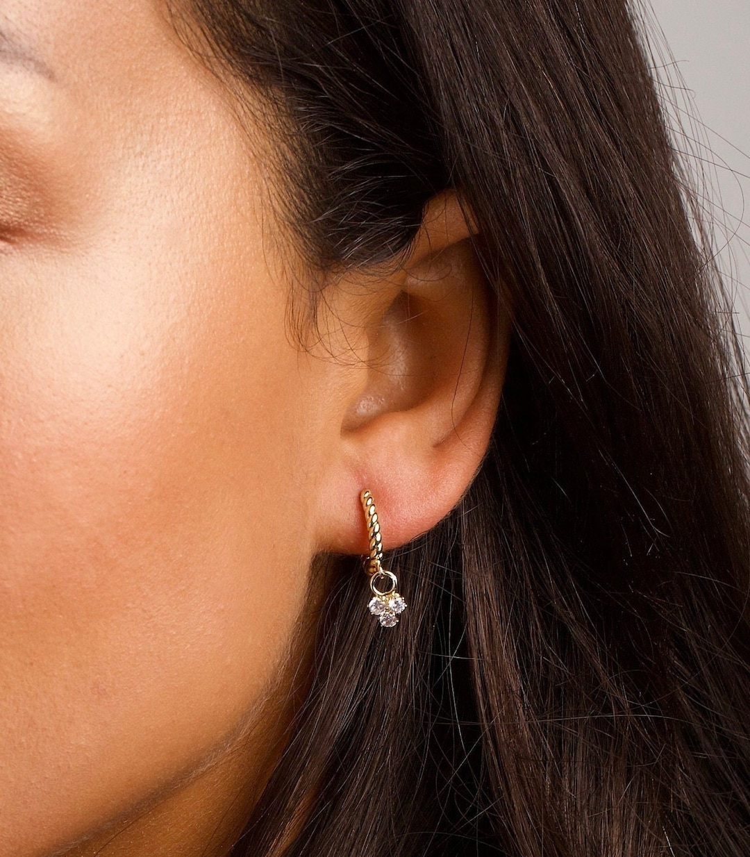 Three Stone Diamond Earrings, Trio Diamond Earrings, Triple Diamond ...