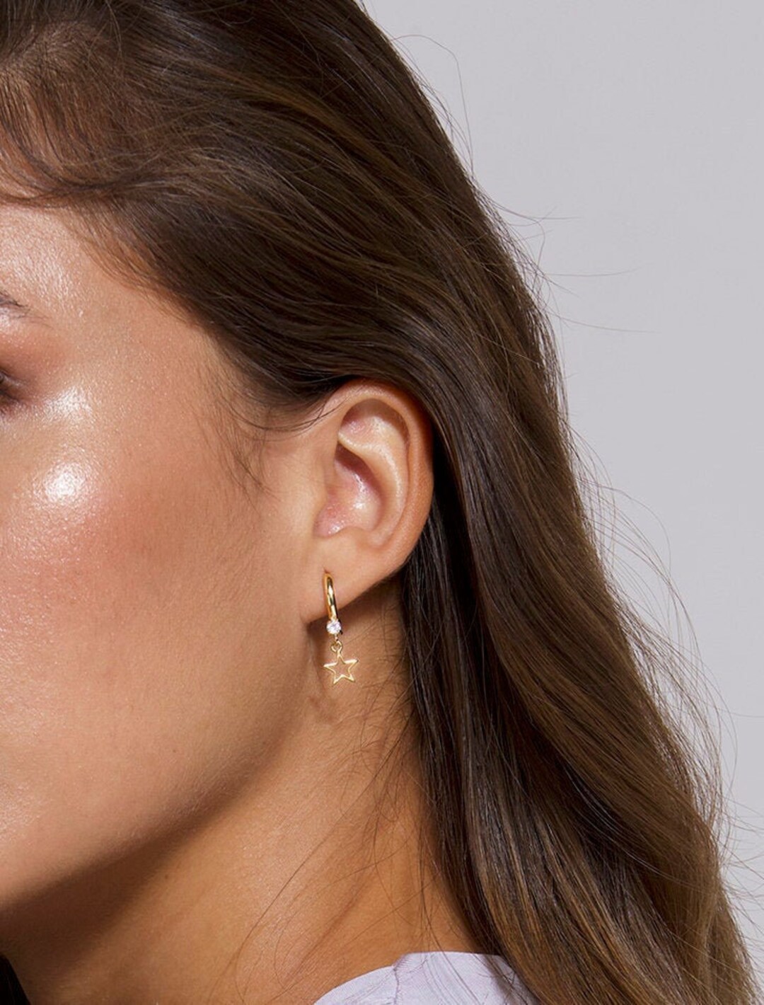 Gold Star Earrings, Star Hoop Earrings, Dainty Star Hoops, Star Huggies ...