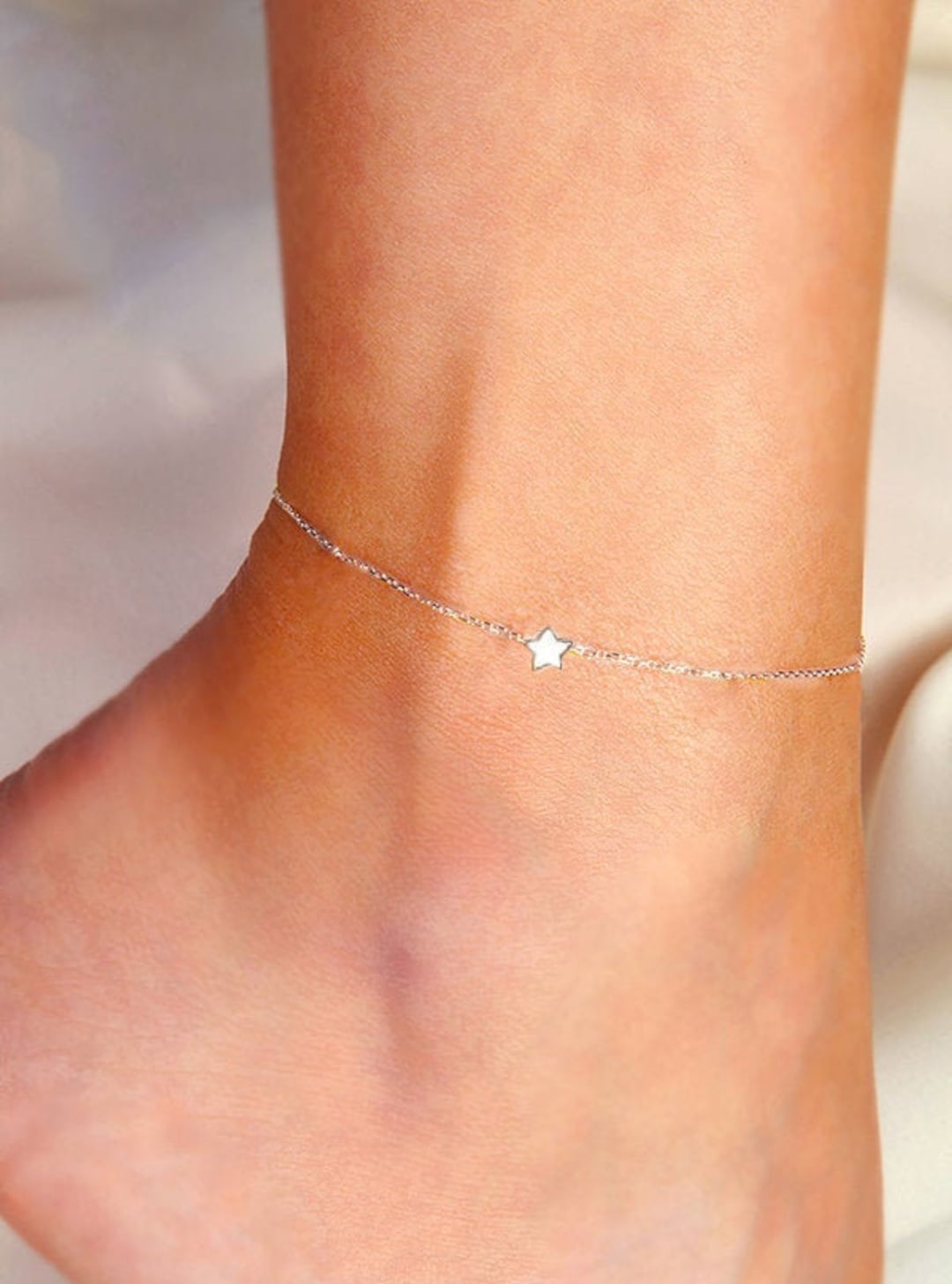 Silver Star Anklet, Silver Anklet, Dainty Silver Anklet, Silver Star ...