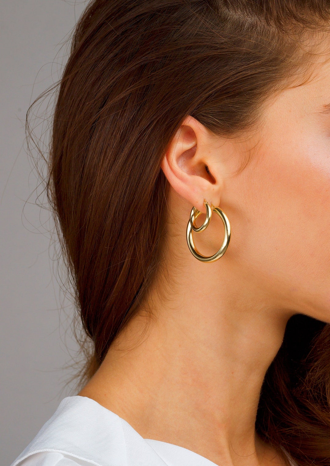 Medium and Large Size Hoops for Stacking, 14k Gold Filled Medium Sized ...