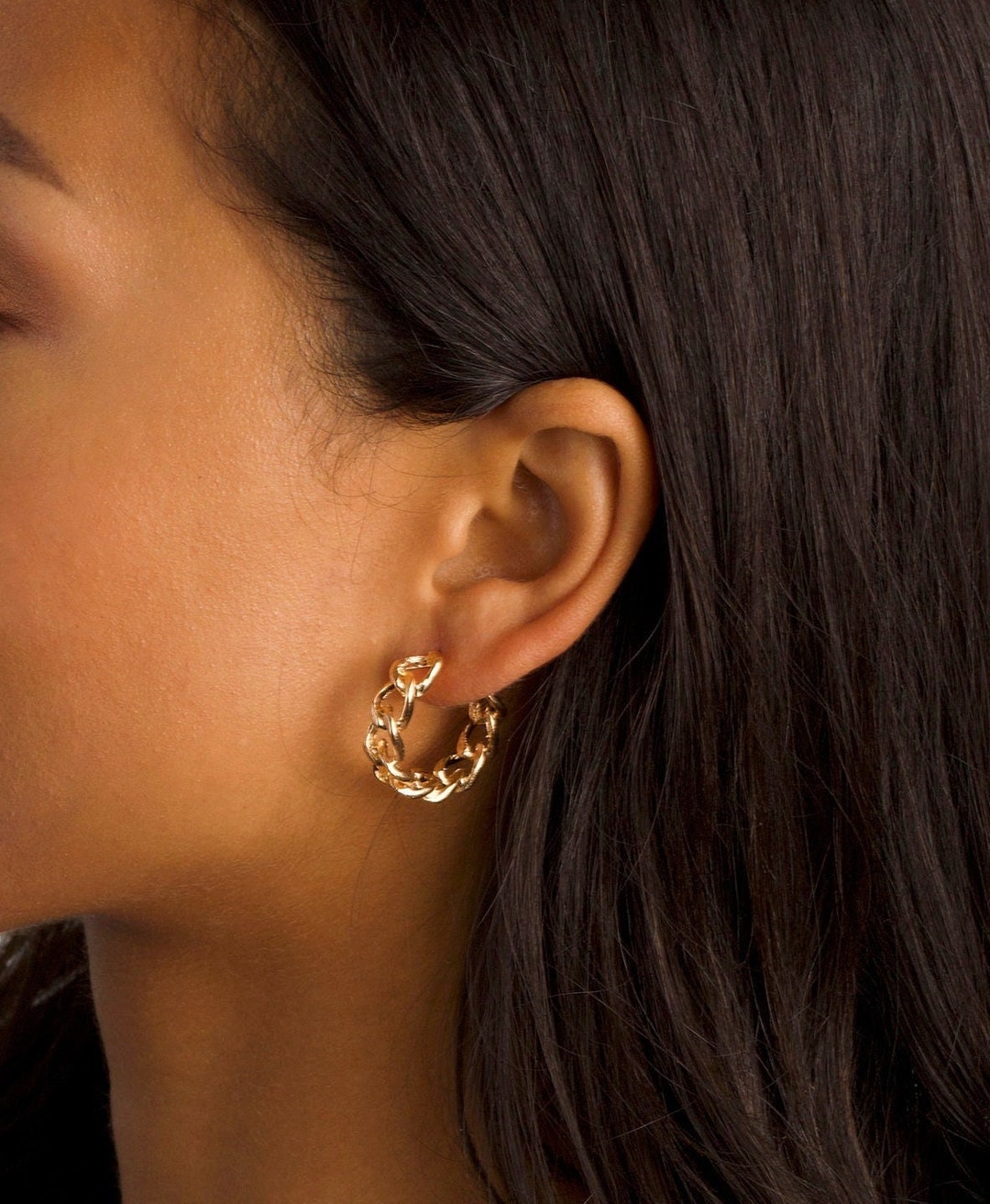 Chain Hoops, Chain Hoop Earrings, Chain Earrings, Statement Earrings ...