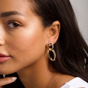 Multiple Double Hoop Earrings, Statement Interlocked Linked Hoops, Big ...