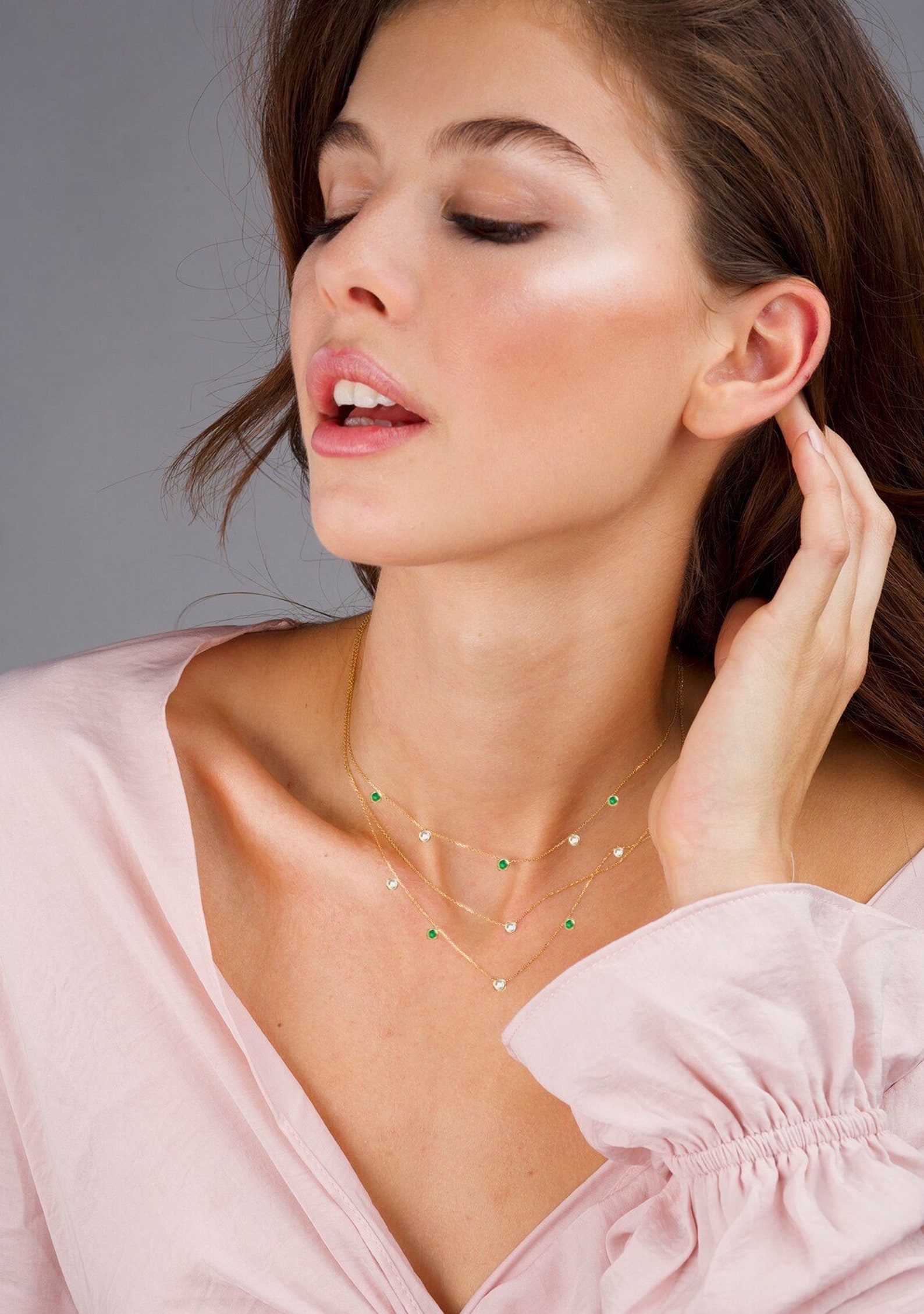 Tiny Dangling Crystal Necklace, Crystal Birthstone Hanging Necklace ...