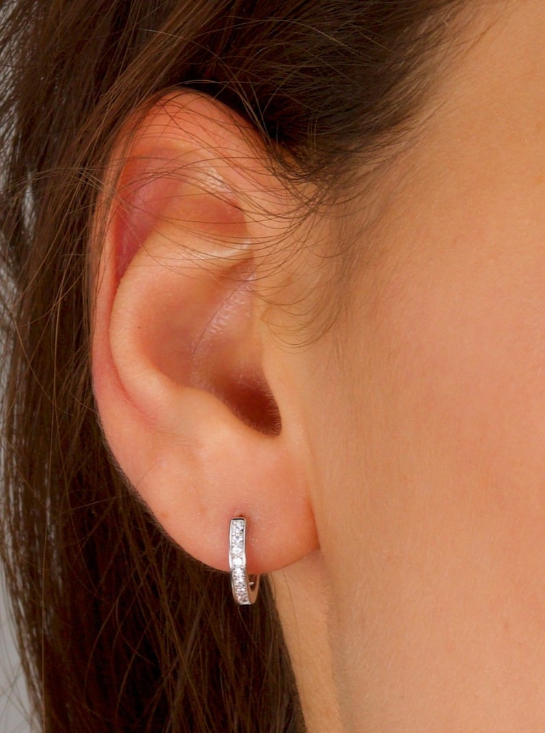 Dainty Hoops Tiny Hoops Diamond Hoop Earrings Small Hoop - Etsy