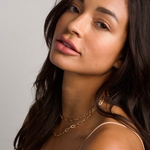 Layered Link Rope Necklace, Layering Chain Necklaces, Gold Filled Thick ...