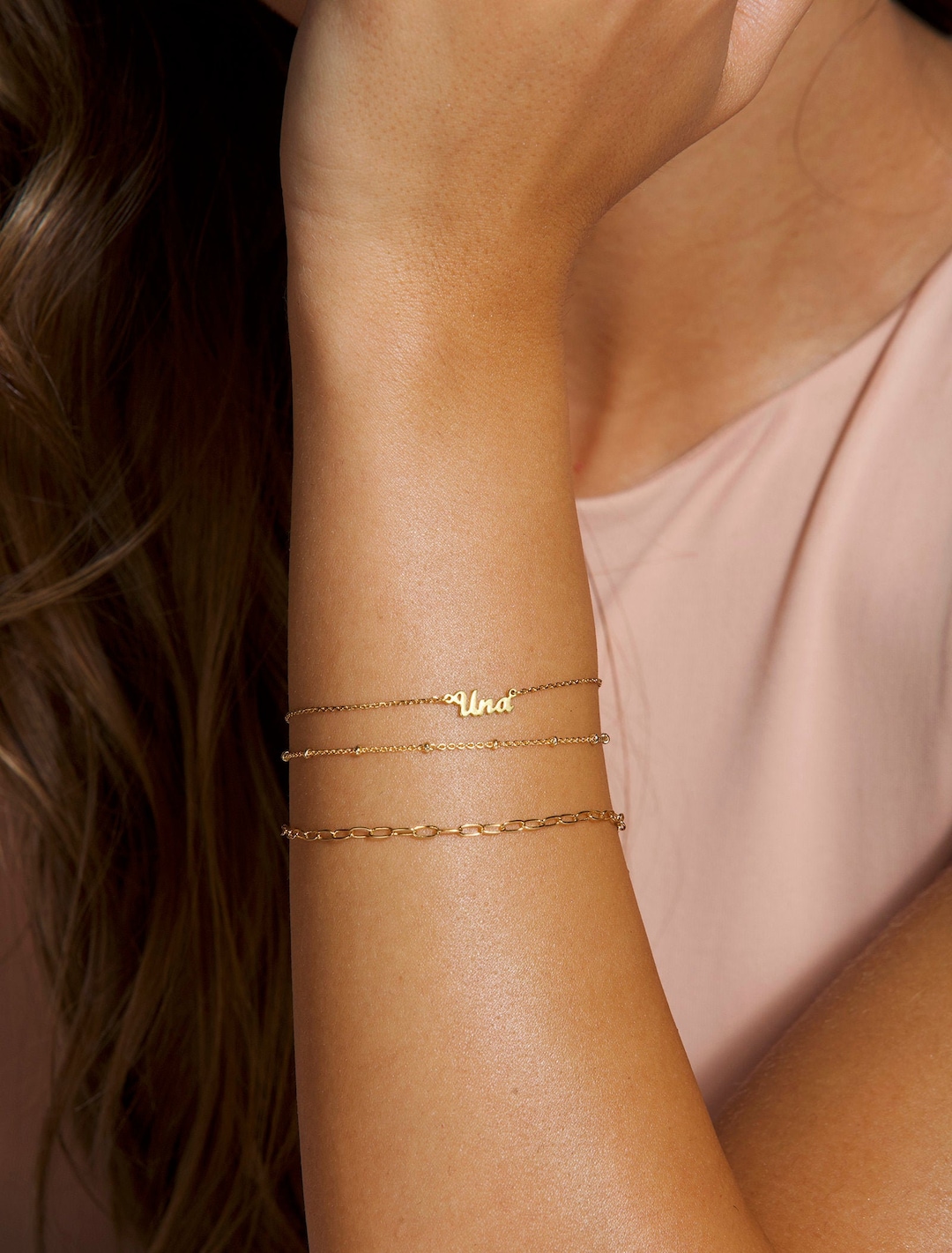 Personalized Gold Bracelet, 14k Gold Name Jewelry, Name Bracelet ...