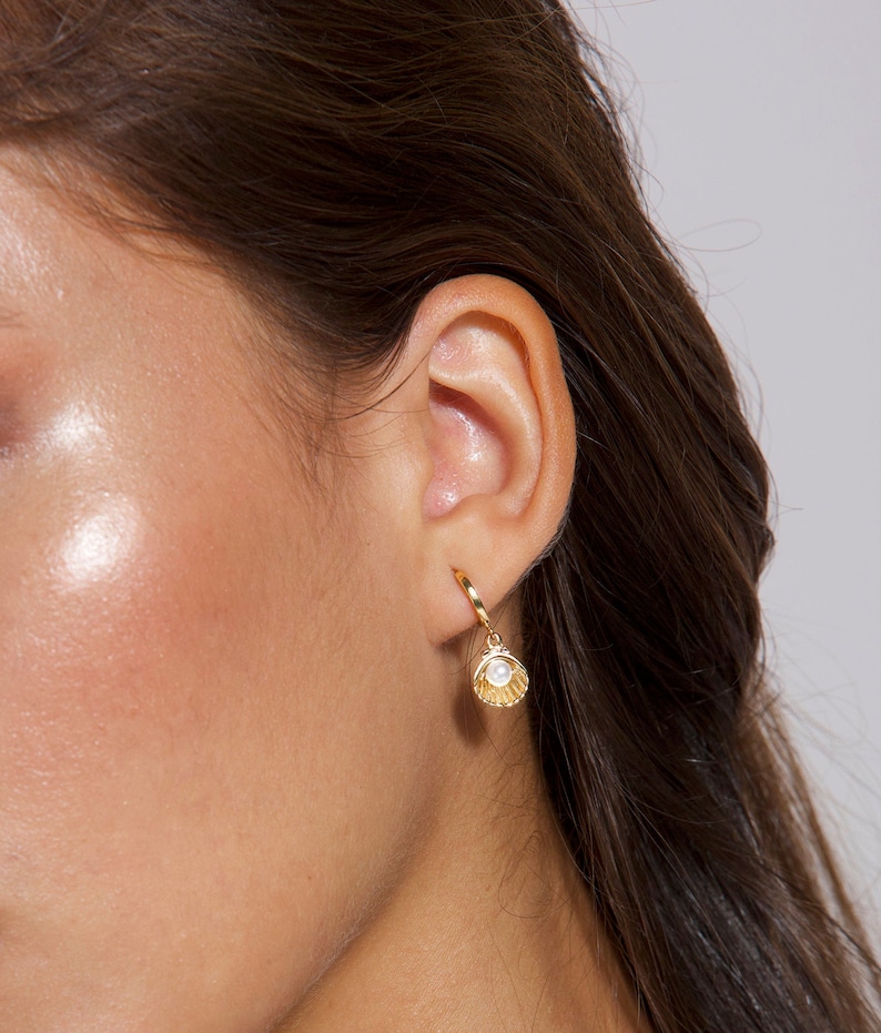 Dainty Shell Earrings Gold Hanging Earrings Shell Earrings - Etsy